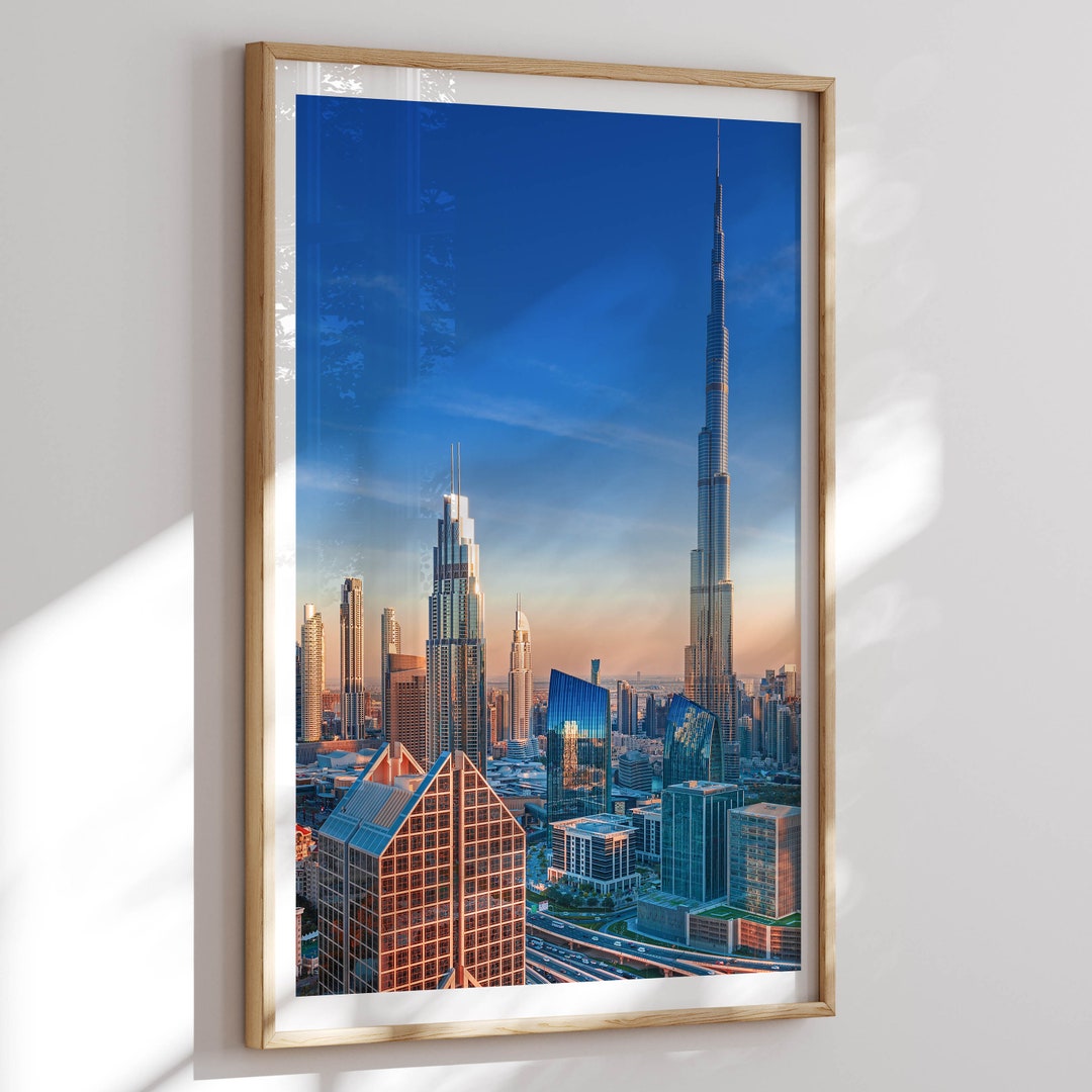 Dubai Art Print, Burj Khalifa, UAE Print, Dubai Cityscape, Dubai Wall ...