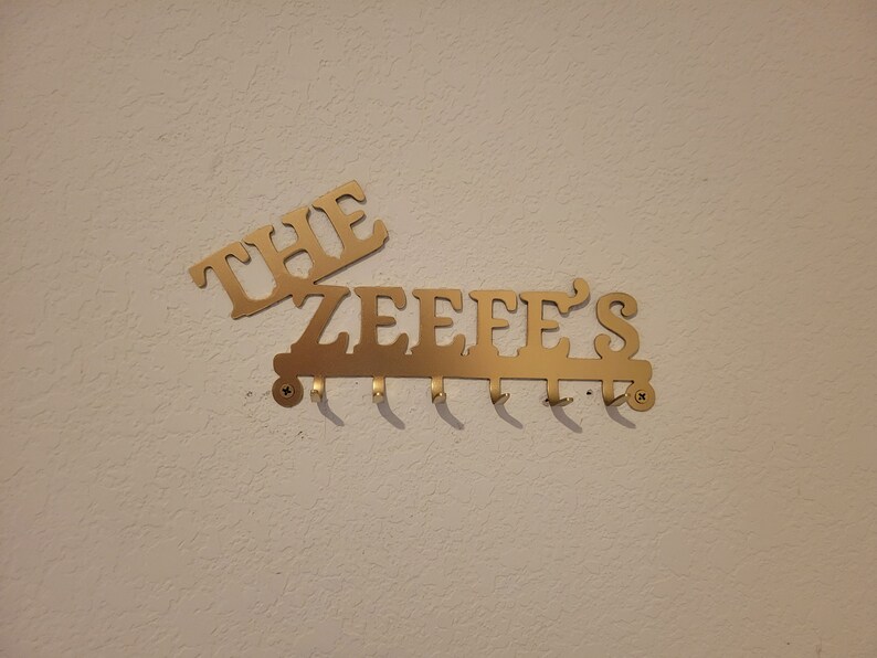 Metal Personalized Key Holder, Key Holder, Family Name, Curved Hooks ...