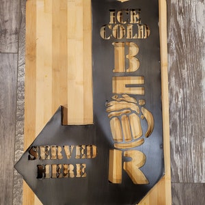 2d Ice Cold Beer Served Here Sign, Outdoor Decor, Mancave, Metal Decor ...