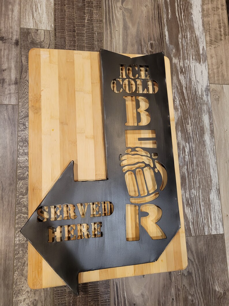 2d Ice Cold Beer Served Here Sign, Outdoor Decor, Mancave, Metal Decor ...