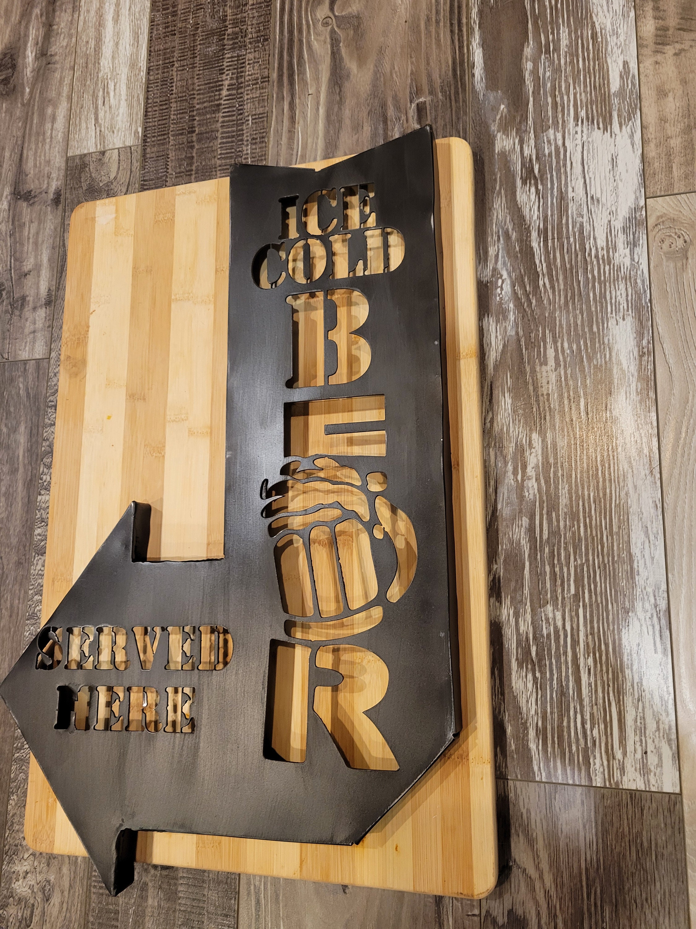 2d Ice Cold Beer Served Here Sign, Outdoor Decor, Mancave, Metal Decor ...
