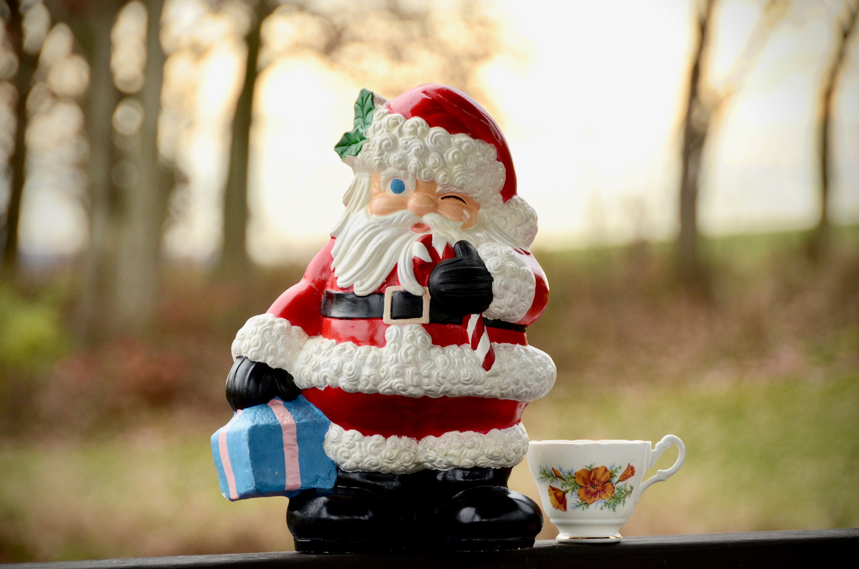Vintage WINKING SANTA Ceramic Statue | Hand-painted Winking Santa From ...
