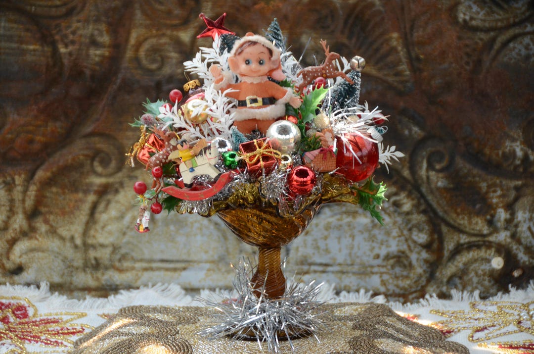 Kitsch CHRISTMAS ELF Centerpiece | Vintage Christmas Decoration in ...
