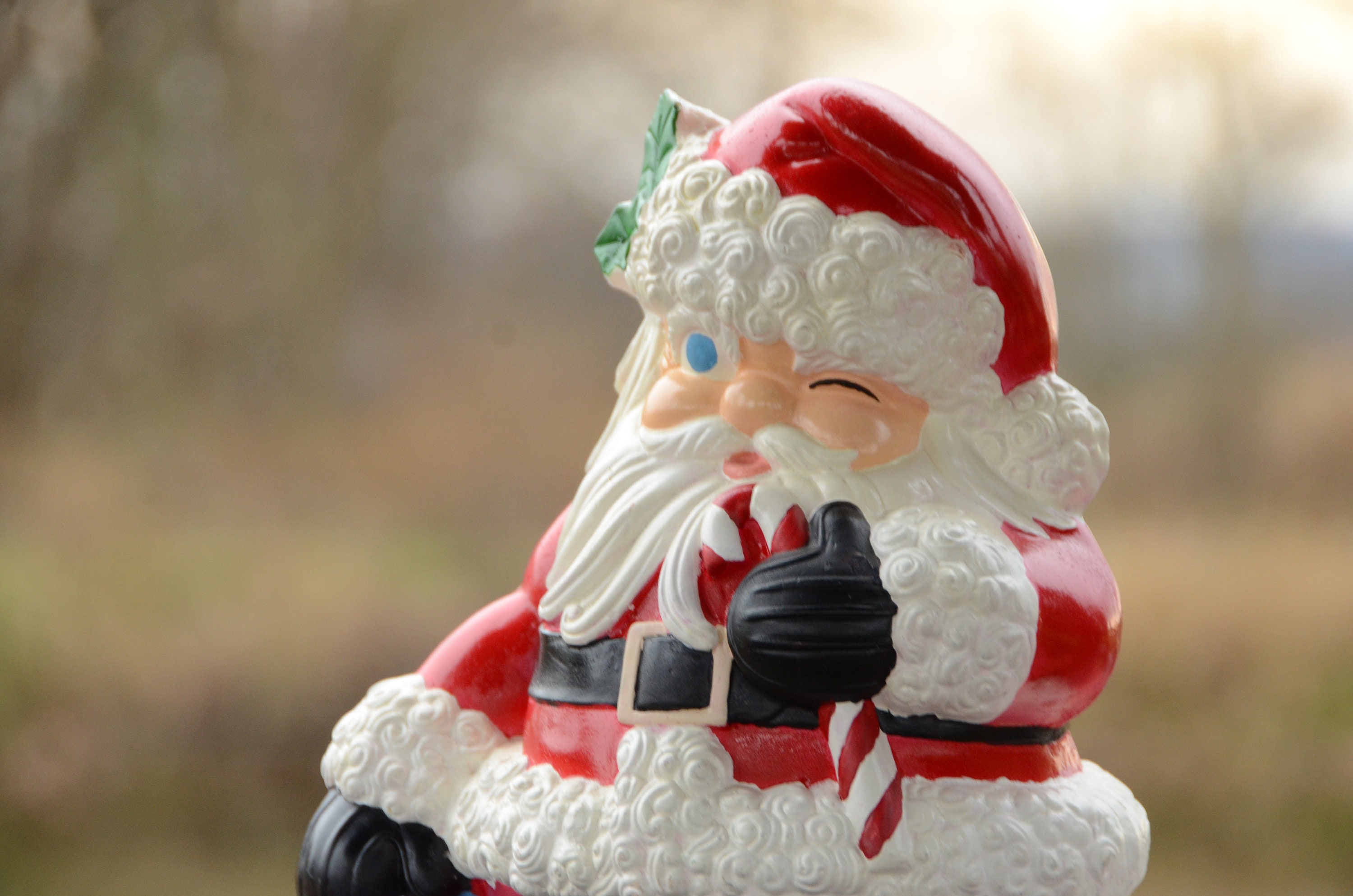 Vintage WINKING SANTA Ceramic Statue | Hand-painted Winking Santa From ...