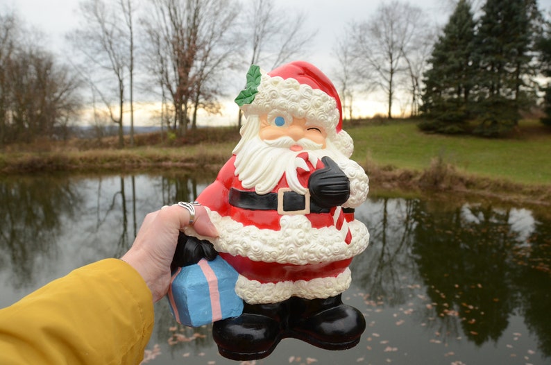 Vintage WINKING SANTA Ceramic Statue | Hand-painted Winking Santa From ...