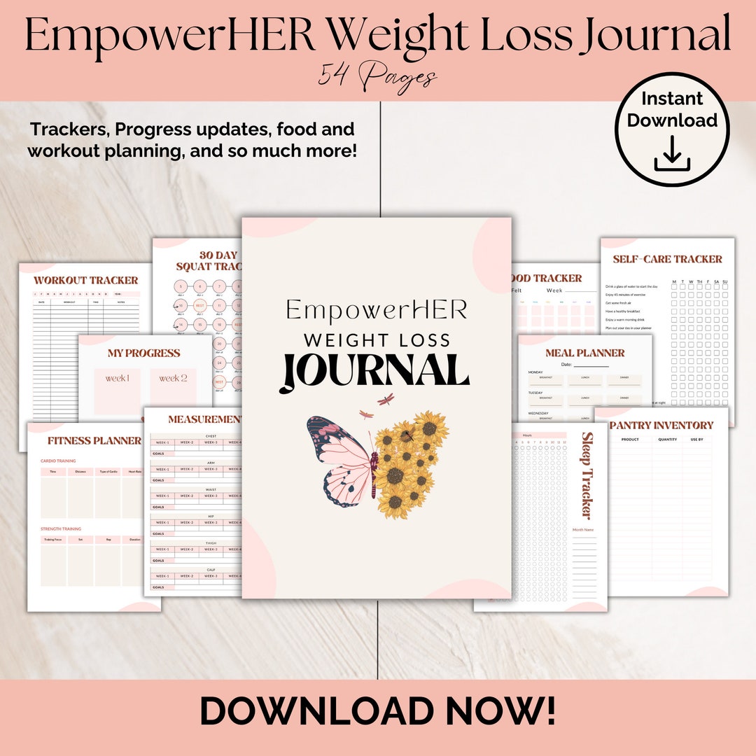 Weight Loss Journal Instant Download, Weight Loss Tracker Weight Loss ...