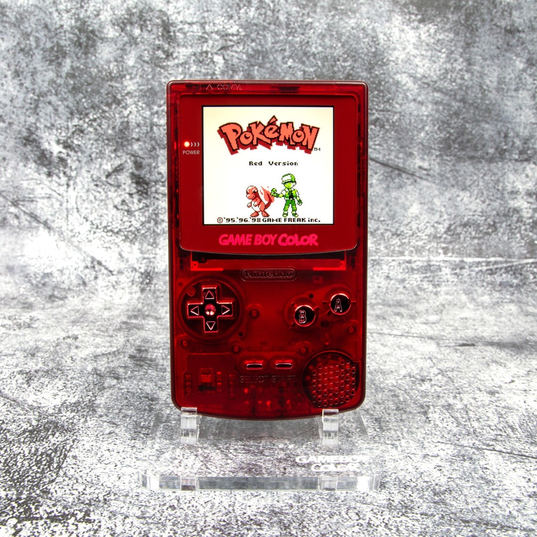 Custom Clear Red Game Boy Color IPS V3, Chrome Red Buttons, LED Battery ...