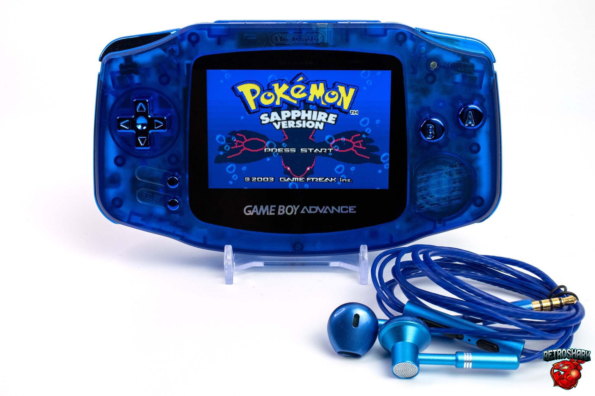 Custom Modded Clear Blue Game Boy Advance IPS 3.0, Chrome Blue Buttons ...