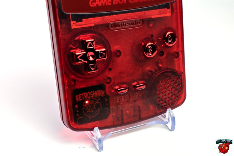 Custom Clear Red Game Boy Color IPS V3, Chrome Red Buttons, LED Battery ...