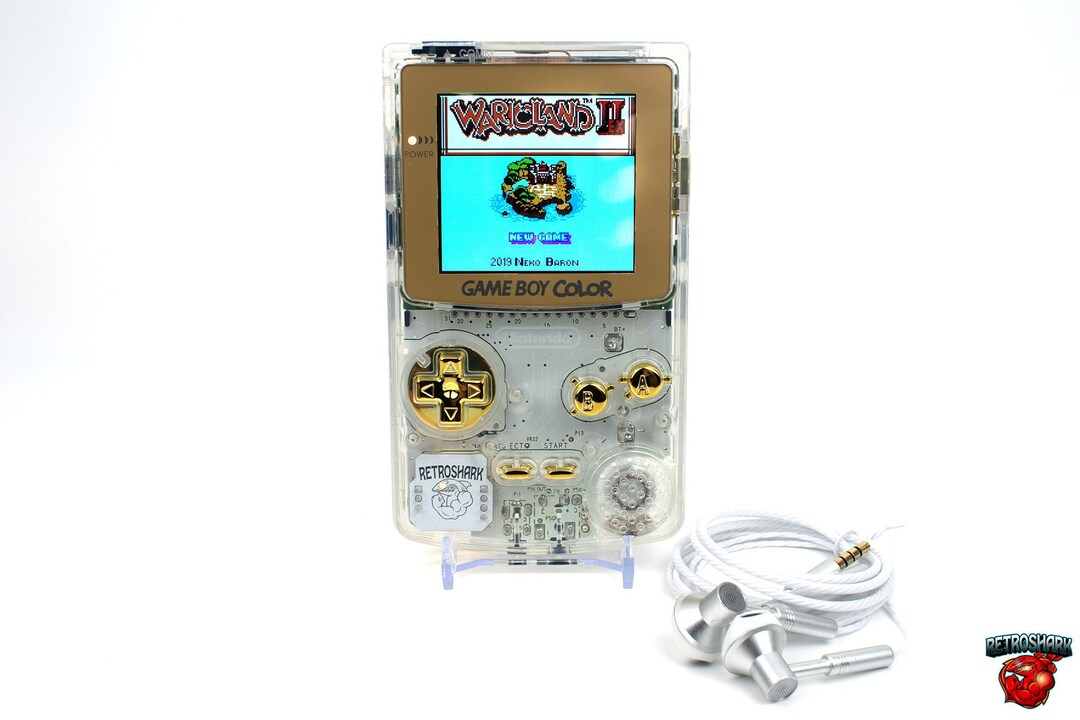 Custom Clear Gold Game Boy Color IPS 2.6'', Premium Buttons, LED ...