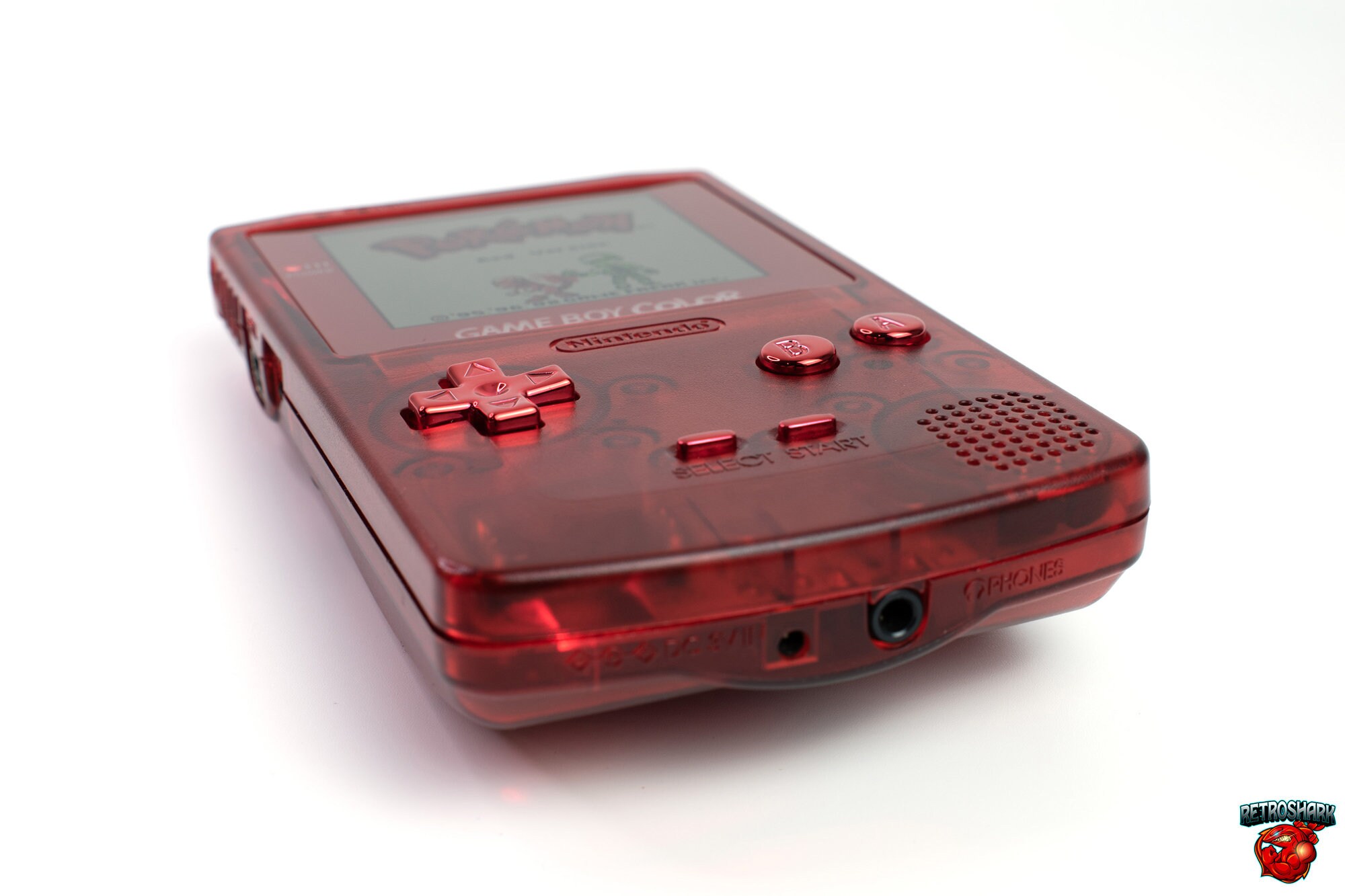 Custom Clear Red Game Boy Color IPS V3, Chrome Red Buttons, LED Battery ...