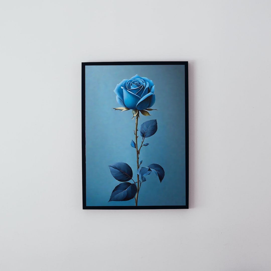 Blue Rose Art Print Stunning Rose Painting, Flower Wall Decor, Floral ...