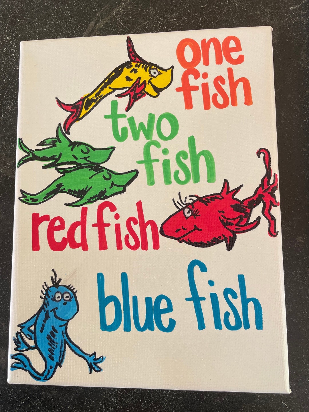Cat in the Hat-one Fish Two Fish Red Fish Blue Fish - Etsy