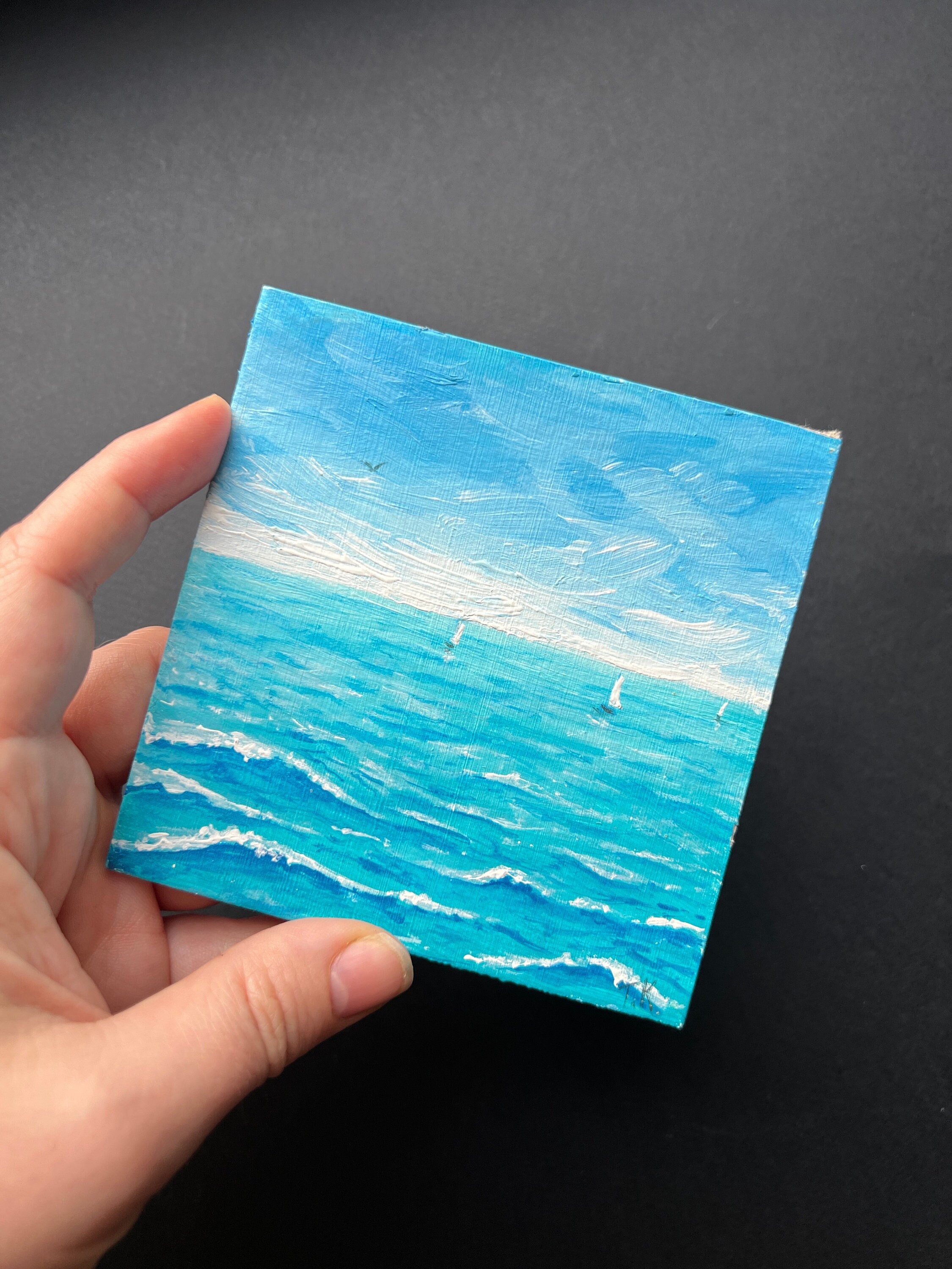 Miniature Original Hand Painted Acrylic Painting Sailboats Regatta ...