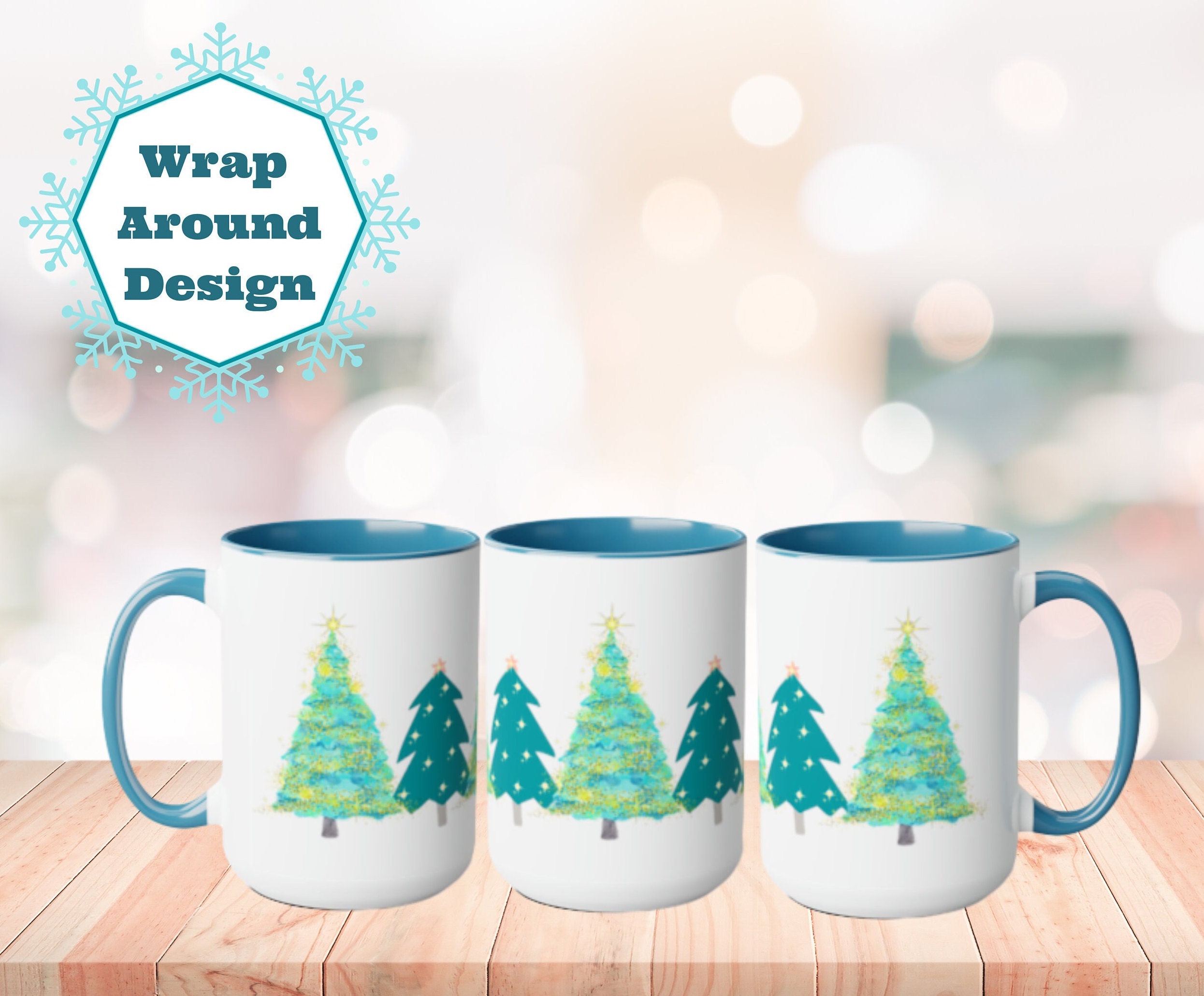 Blue Christmas Tree Coffee Mug Blue Christmas Tree Wrap Mug Hot ...
