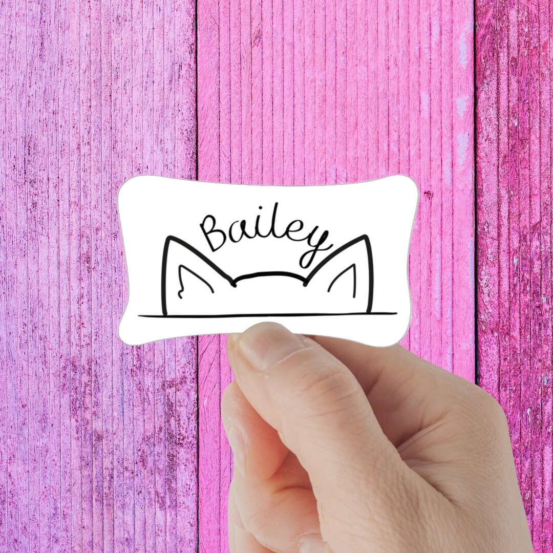 Personalized Pet Sticker Cat Ears Sticker Custom Cat Name Sticker ...