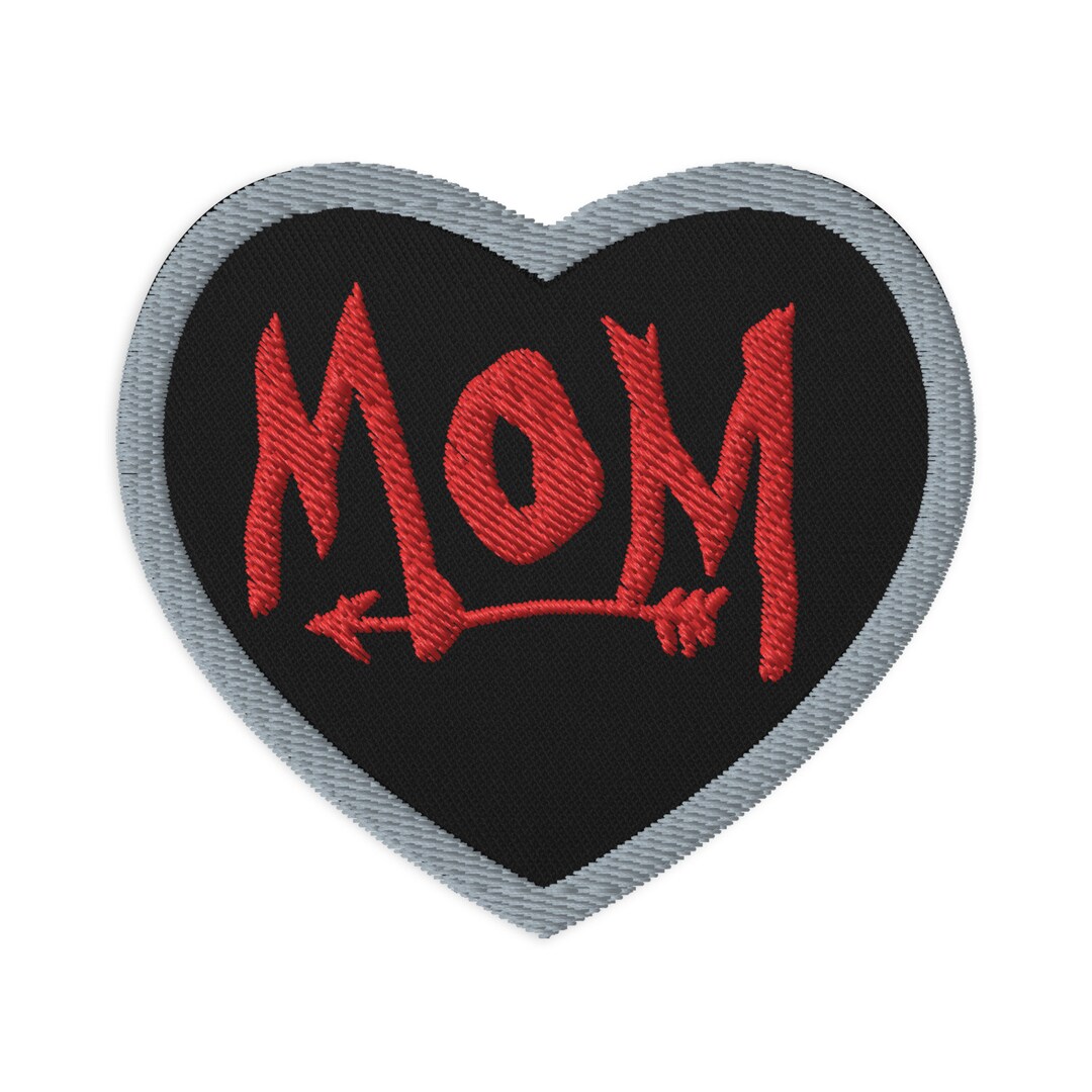 I Heart Mom Embroidered Patches - Etsy