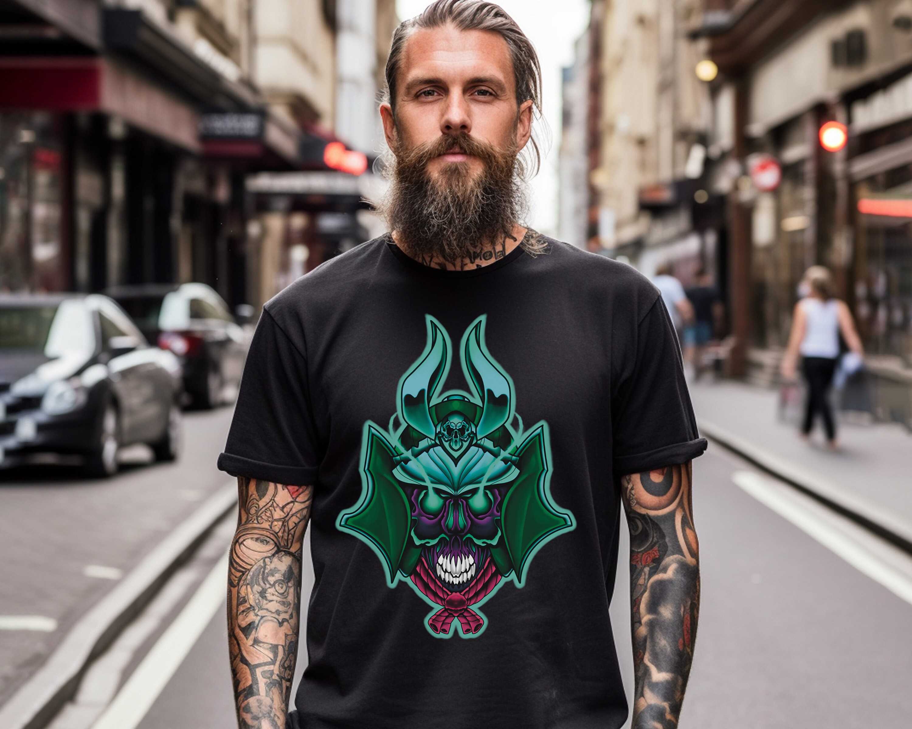 Bushido Skull Neo-traditional T-shirt | Samurai Skull Tee | Tattoo Art ...
