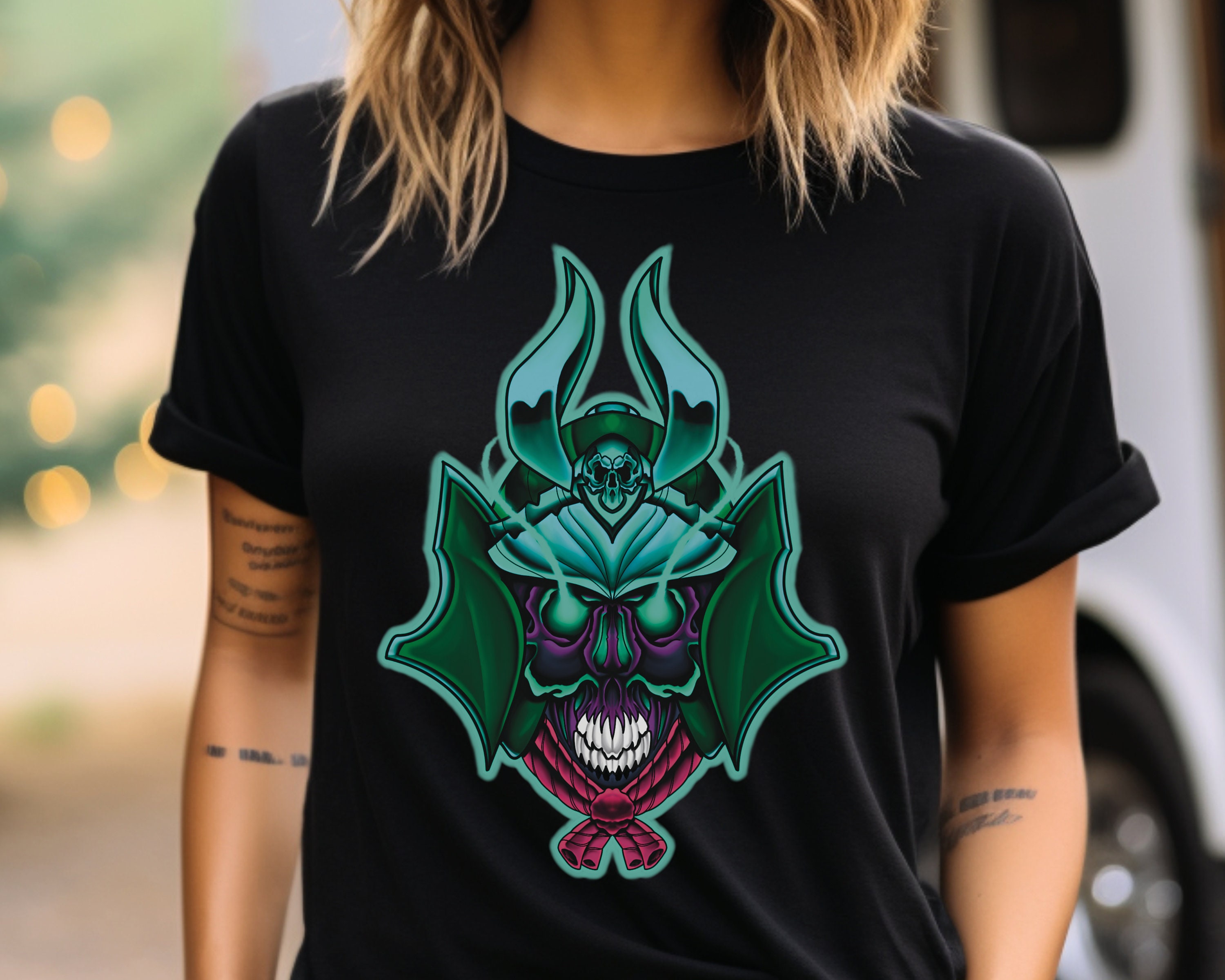 Bushido Skull Neo-traditional T-shirt | Samurai Skull Tee | Tattoo Art ...