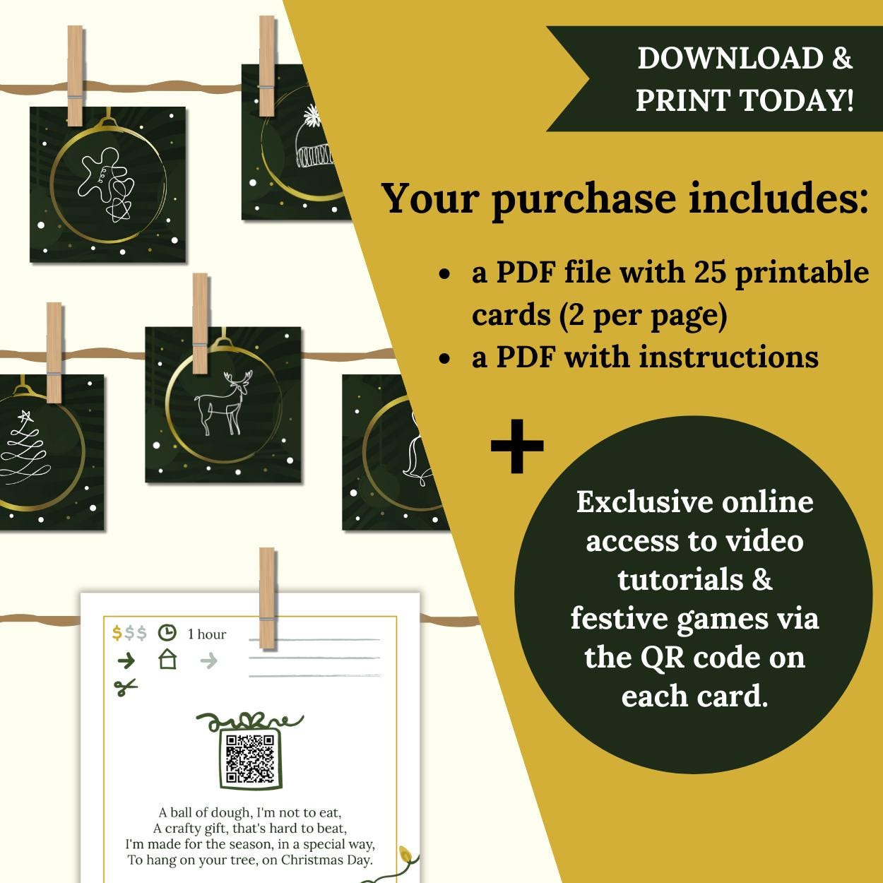 Advent Calendar Printable Challenge Cards for Christmas Countdown ...