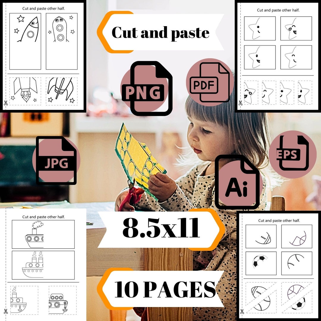 Cut and Paste Kids Activity Book,scissors Skills - Etsy