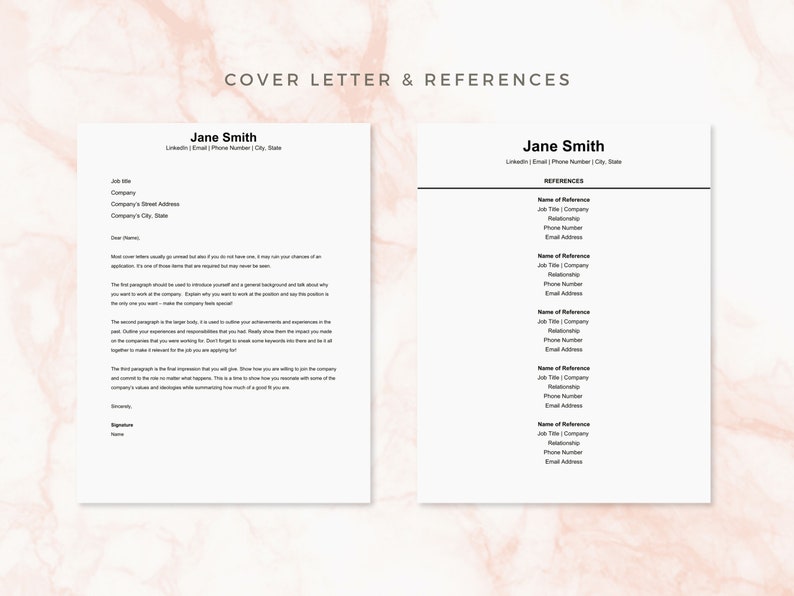 Resume Template ATS Friendly Google Docs Resume Word Canva Minimalist ...