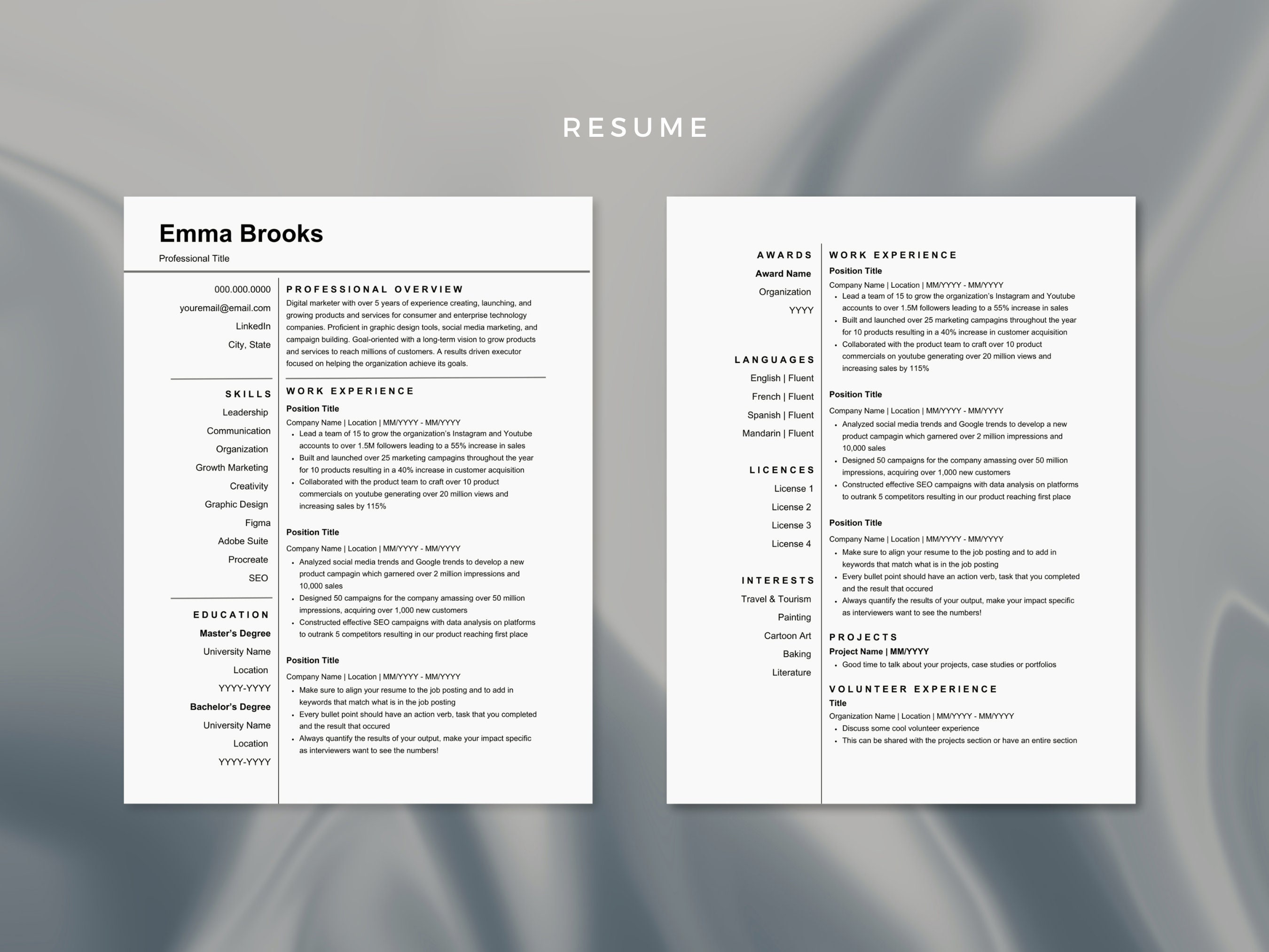 Minimalist Resume Template Simple Template Clean Resume Template Docs ...