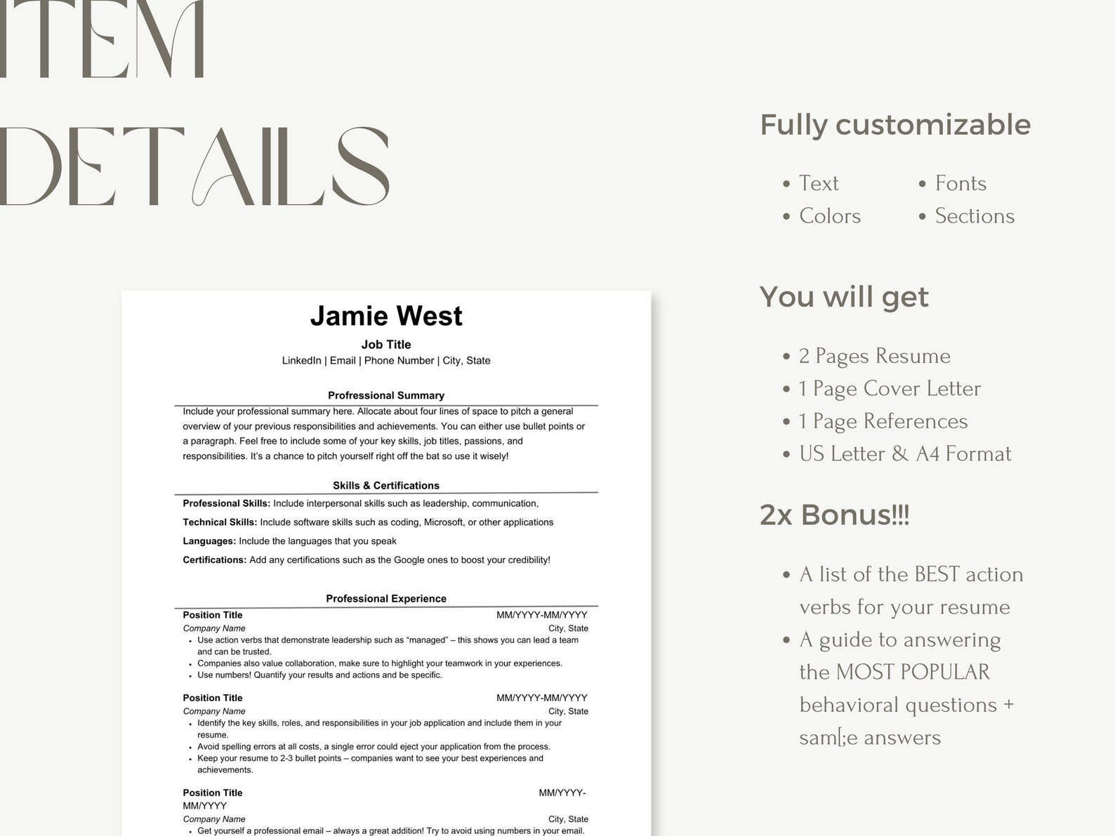 Resume ATS Template Word ATS Resume Template Minimalist Canva Resume ...