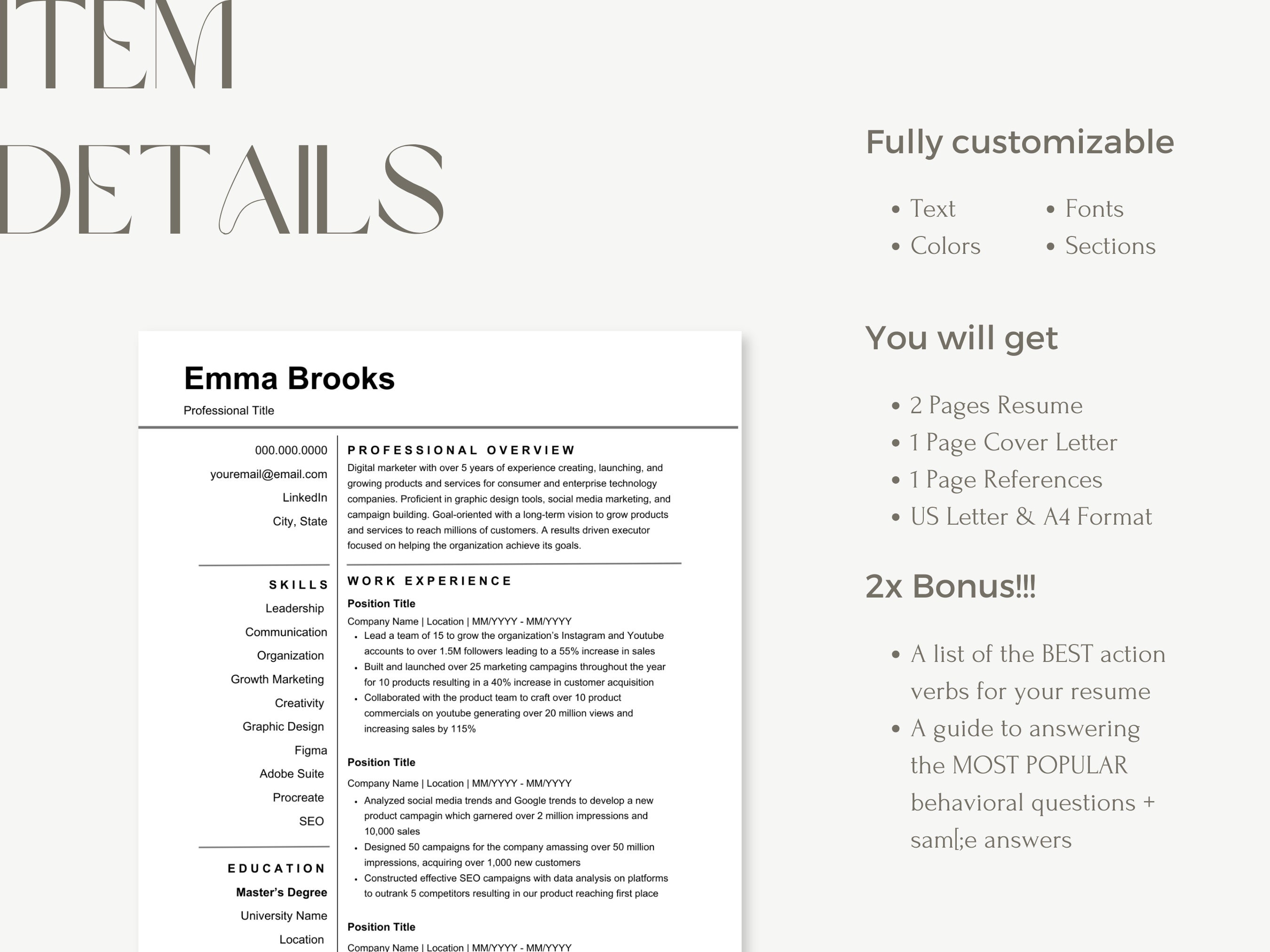 Minimalist Resume Template Simple Template Clean Resume Template Docs ...
