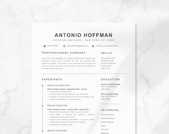 Resume ATS Template Word ATS Resume Template Minimalist Canva Resume ...