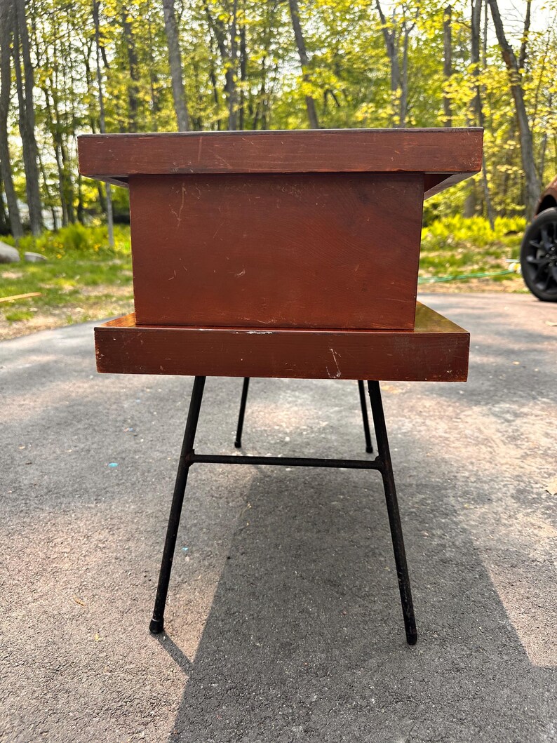 Vintage Mid-century Walnut Step Table – Redlicks Furniture, Hairpin ...
