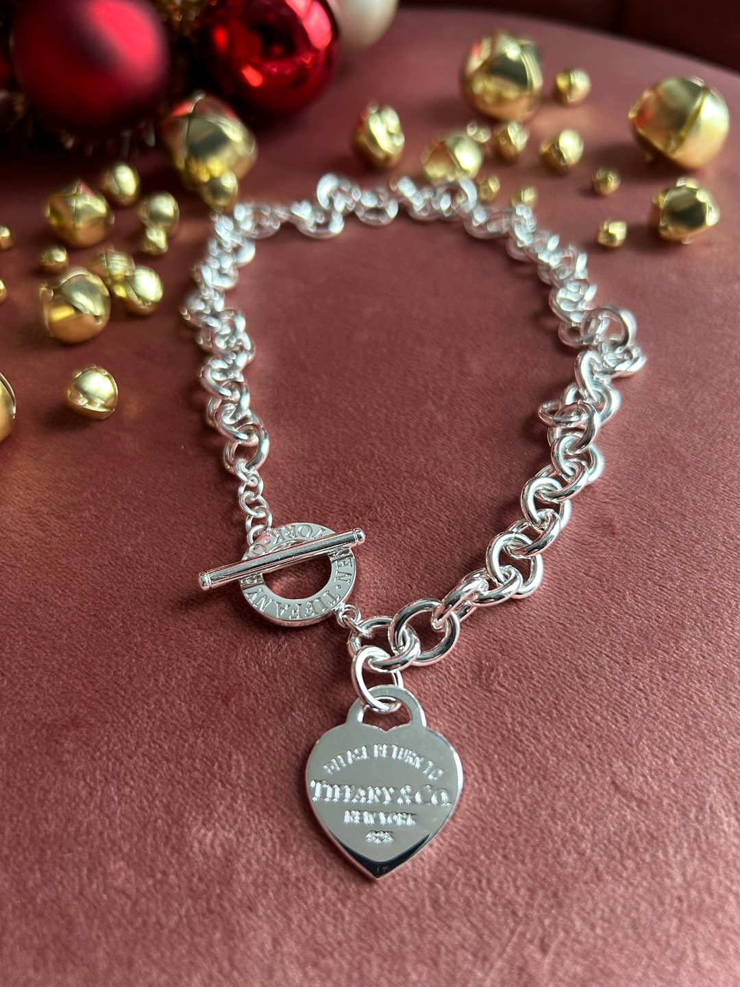 Gift for Her Silver Heart Tag Choker Toggle Necklace, Return to S925 ...