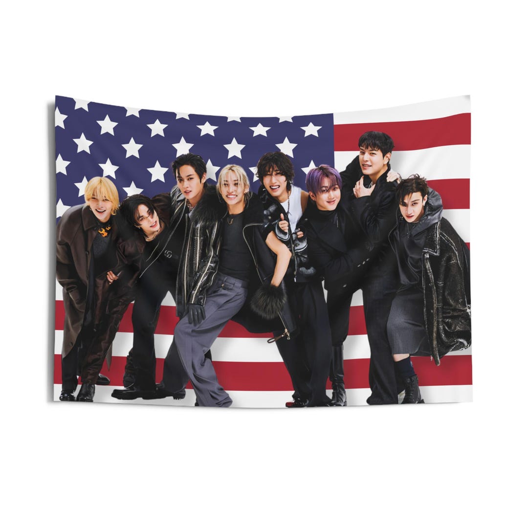 Skz Members Magazine America Flag Banner, Ate Stray Kids Kpop Flag, Skz ...