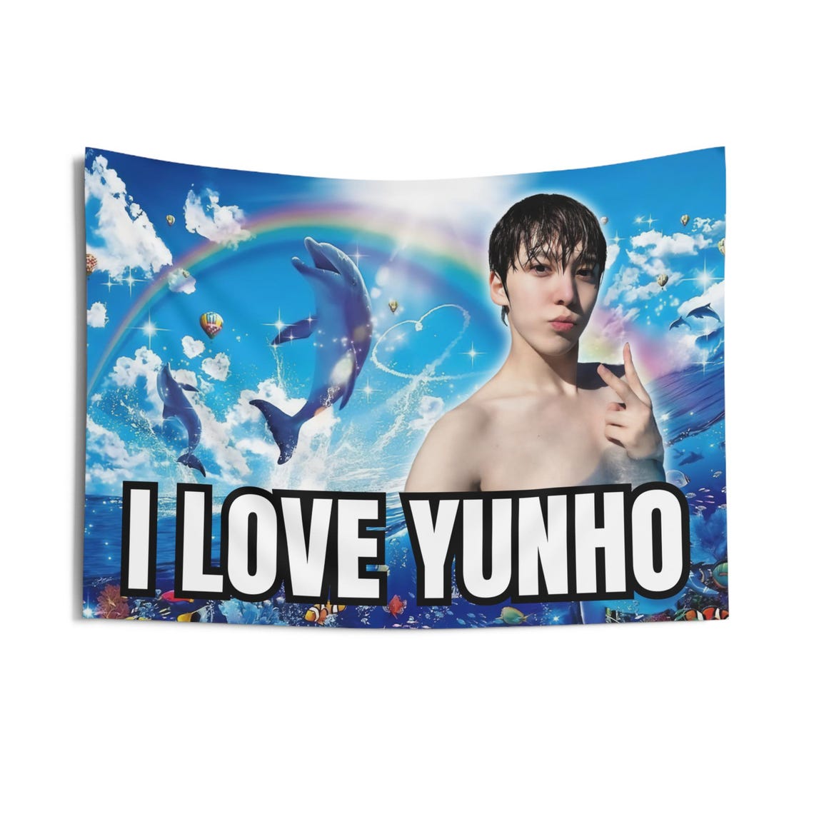 Ateez Yunho Pool Dolphin Meme Concert Banner, Ateez Members Kpop Flag ...