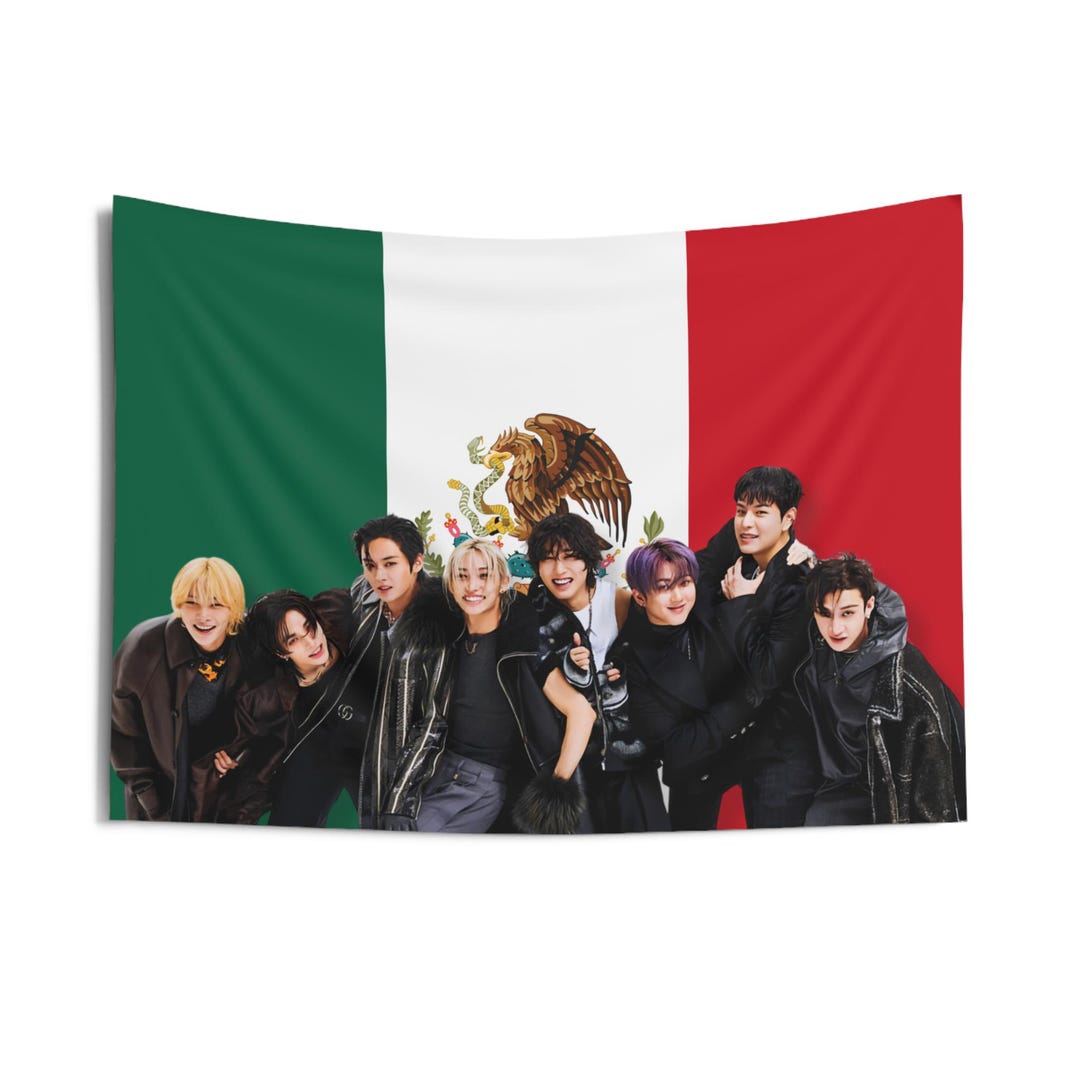 Skz Members Magazine Mexico Flag Banner, Stray Kids Members Kpop Flag ...
