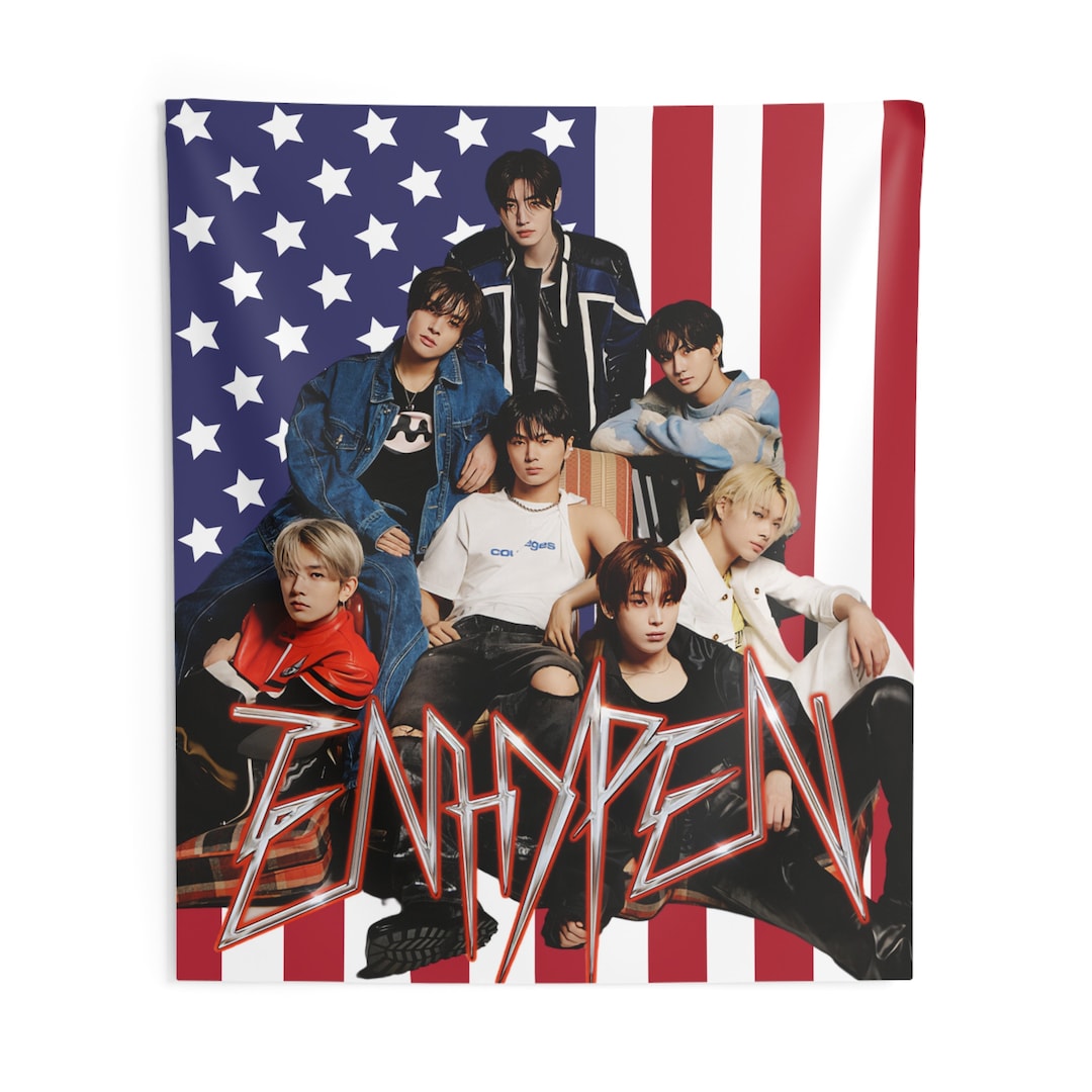 Enhypen Members Flag Banner, Enhypen Kpop American Flag Tapestry ...