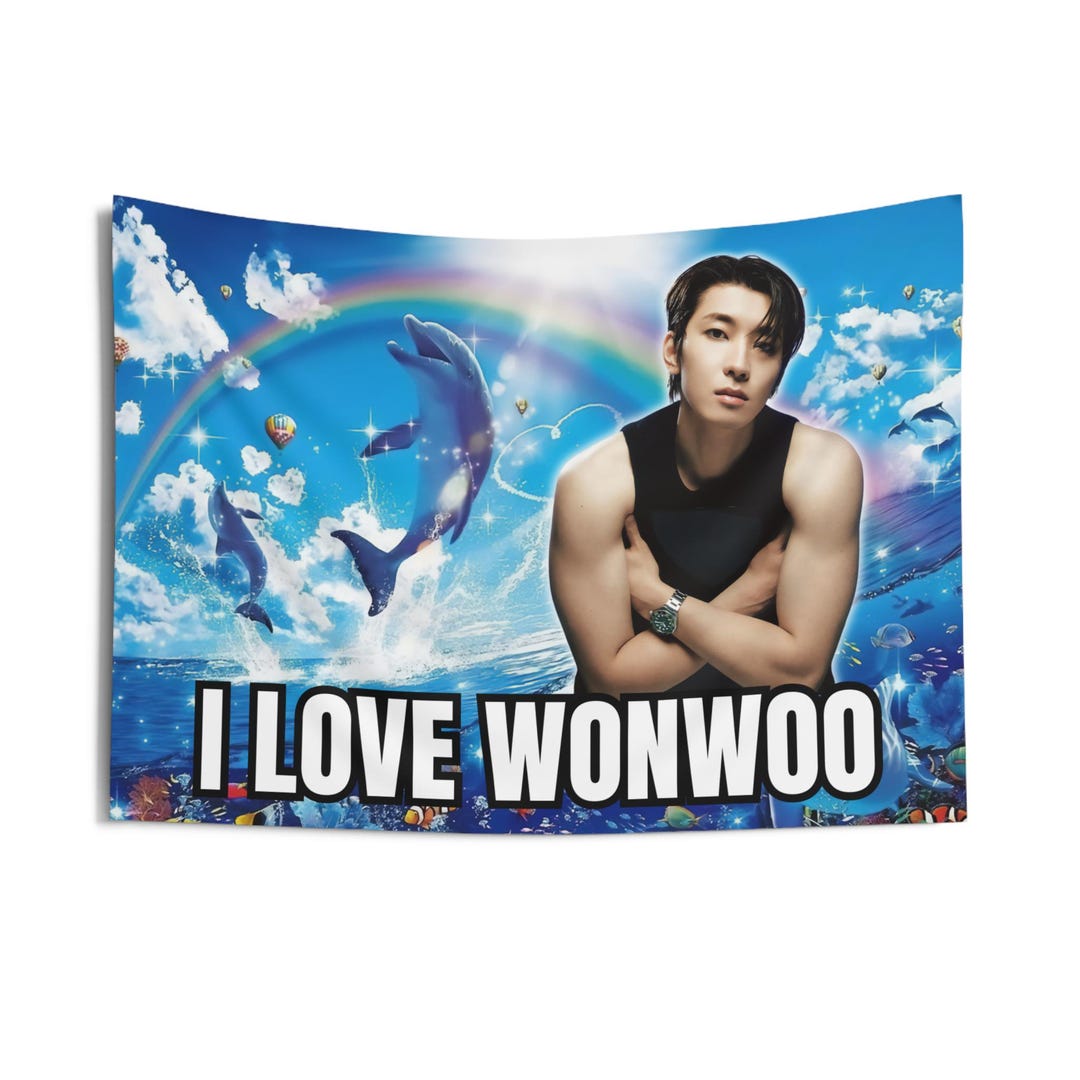 Svt Wonwoo Biceps Dolphin Meme Banner, Seventeen Members Kpop Flag, Svt ...
