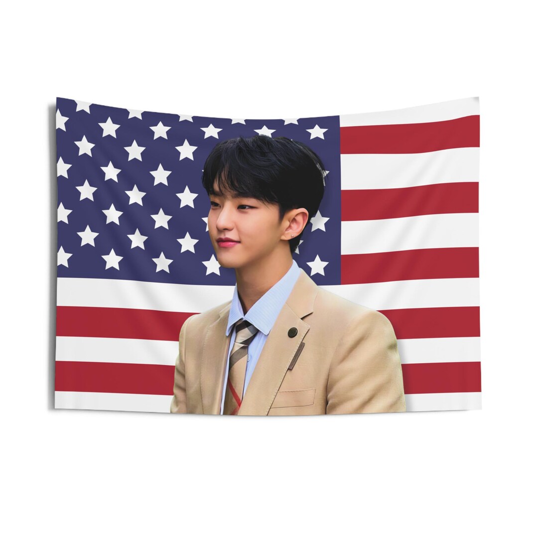 Svt Hoshi Side Profile America Flag Banner, Seventeen Members Kpop Flag ...