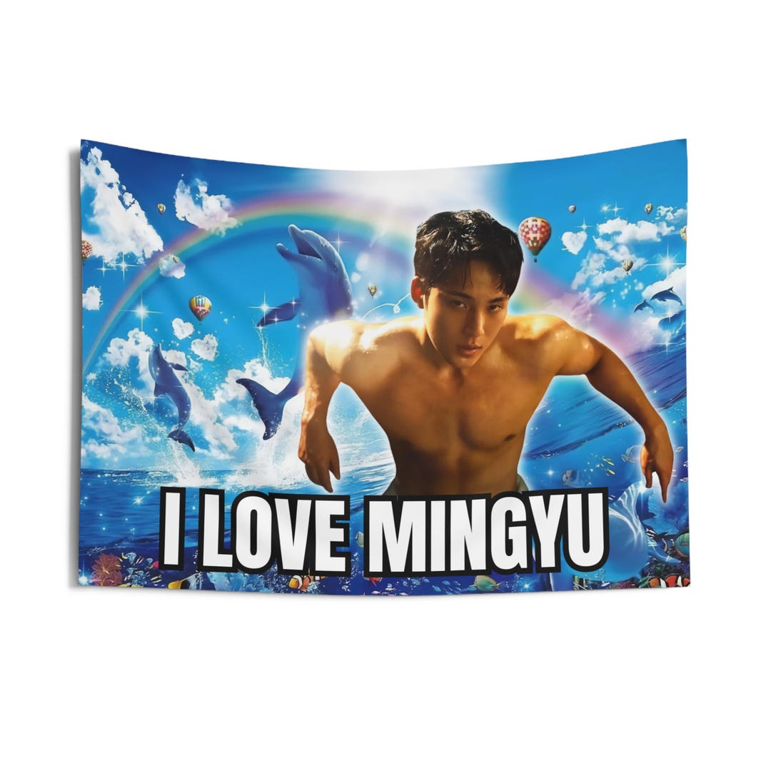 Svt Mingyu Abs Dolphin Meme Banner, Seventeen Members Kpop Flag, Svt ...