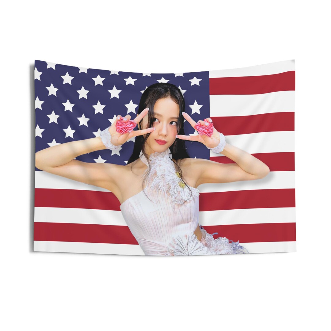 Blackpink Jisoo Flower America Flag Banner, Kim Jisoo Cute Kpop Flag ...