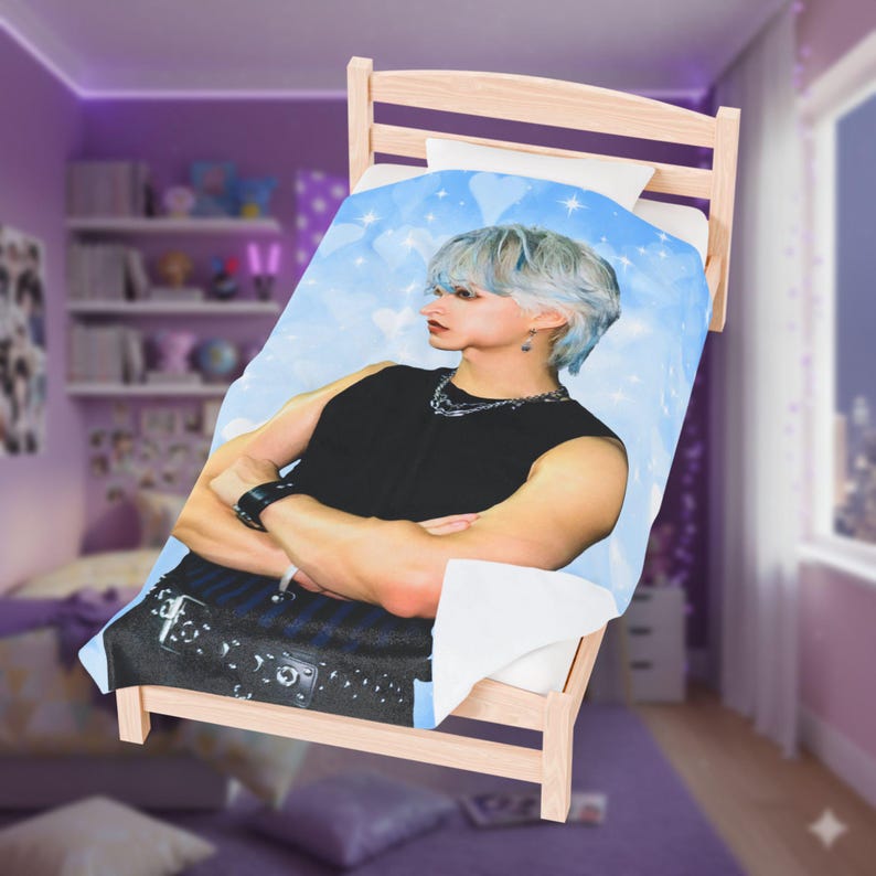 Svt Jun Blue Highlights Plush Blanket, Seventeen Members Kpop Blanket ...