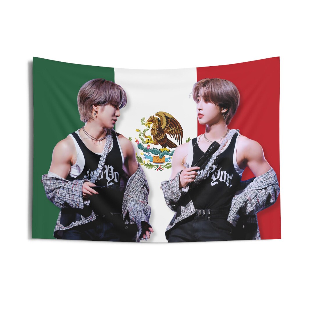SKZ Han Biceps Mexico Flag Banner, Han Stray Kids Tour 2024 Kpop Flag ...