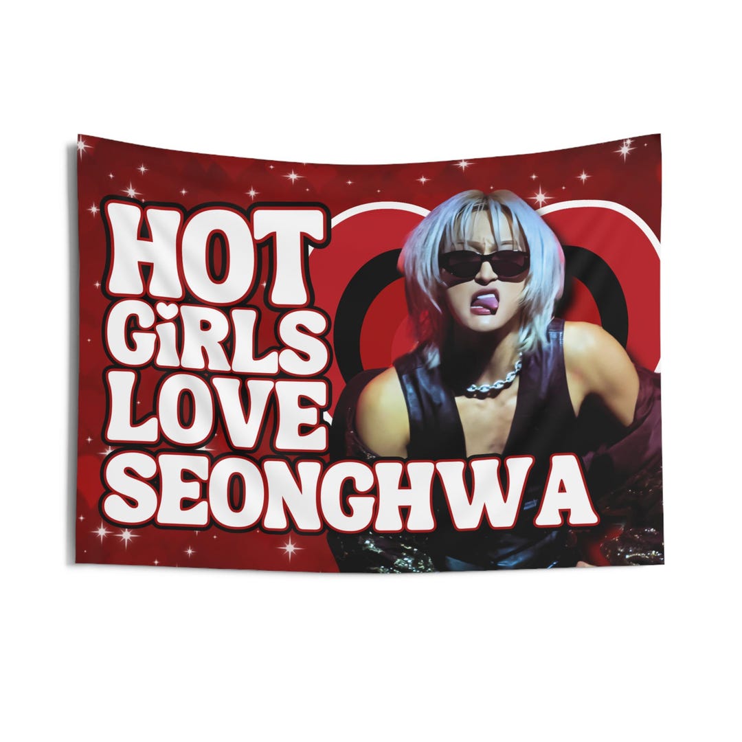 Ateez Seonghwa White Hair Hot Girls Banner, Ateez Members Kpop Flag ...
