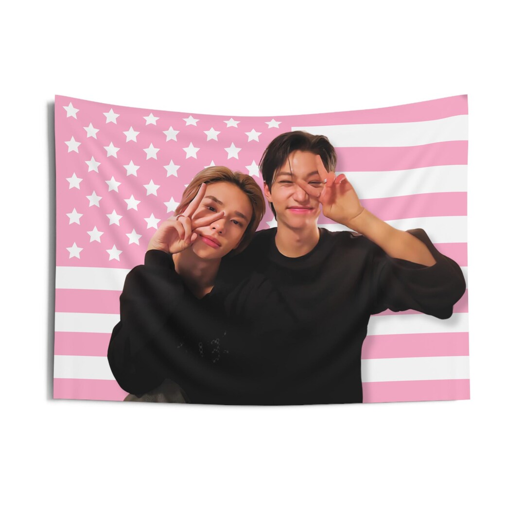 Skz Hyunlix Pink America Flag, Stray Kids Members Custom Kpop Flag, Skz Dominate Tour Merch ...