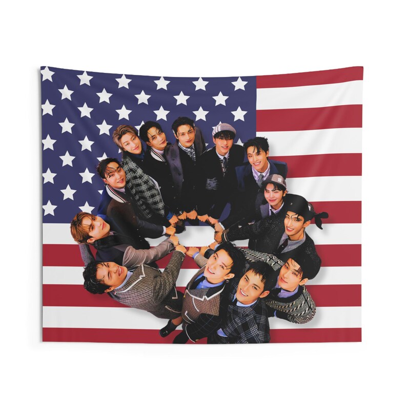 Seventeen 17 is Right Here America Flag, Svt Members Kpop Flag ...
