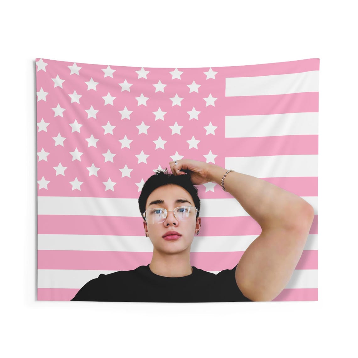 Skz Hyunjin Live Biceps Pink America Flag, Stray Kids Members Kpop Flag ...
