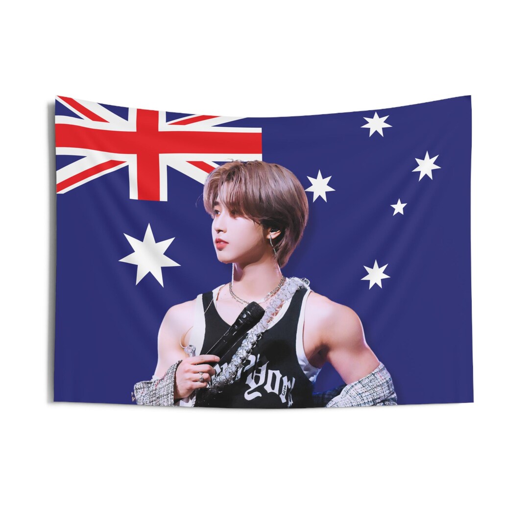 SKZ Han Biceps Australia Flag Banner, Han Stray Kids Tour 2024 Kpop ...