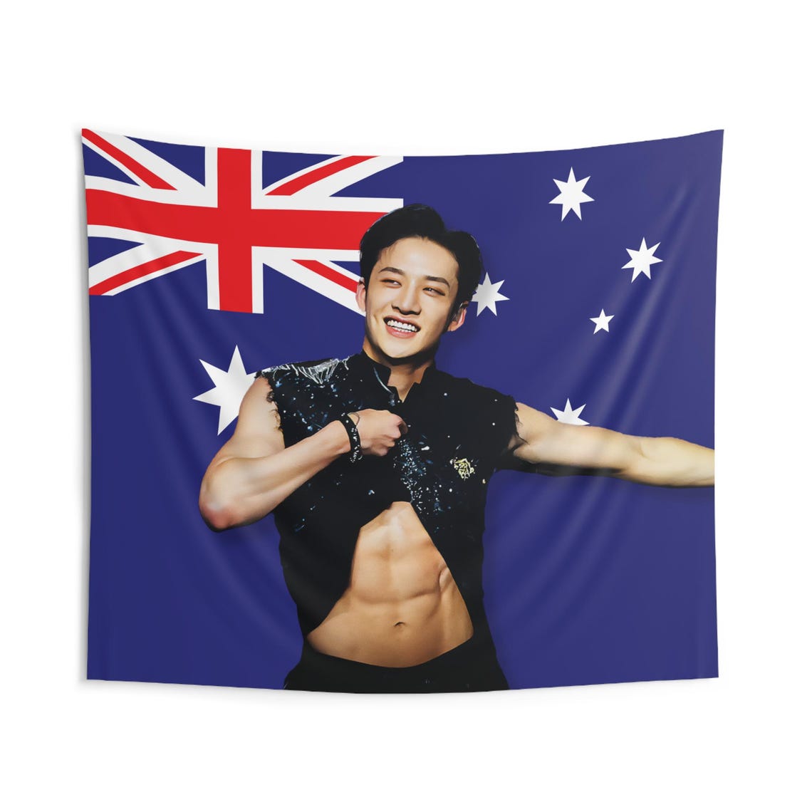 SKZ Bang Chan Abs Flag Banner, Stray Kids Bang Chan Kpop Flag Tapestry ...