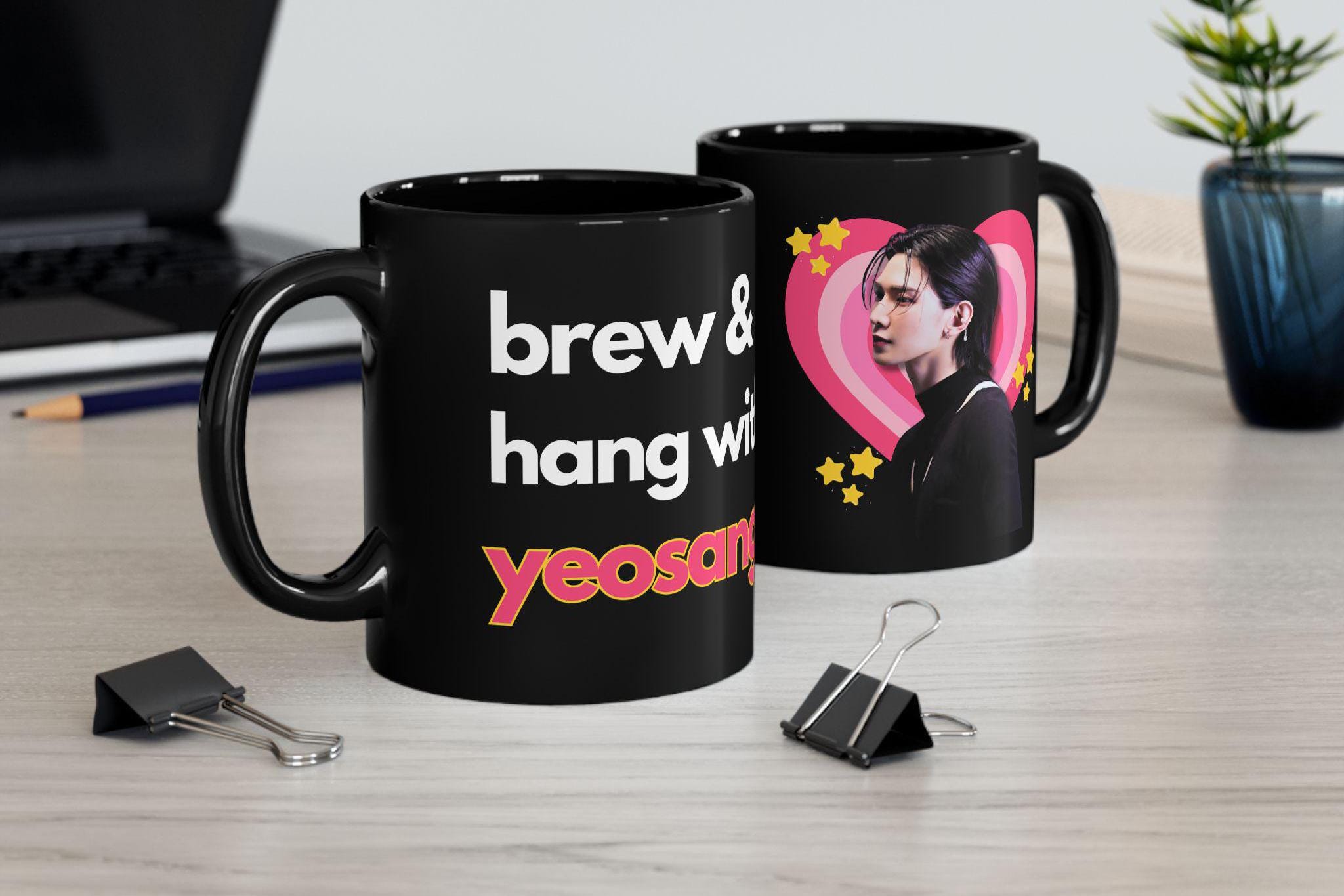 Ateez Yeosang Side Profile Black Mug, Ateez Members Y2k Kpop Mug, Ateez ...