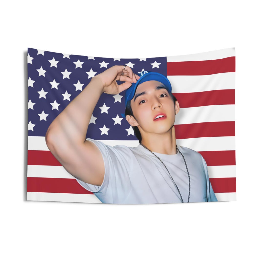 Svt S.coups Blue Cap America Flag Banner, Seventeen Members Kpop Flag ...